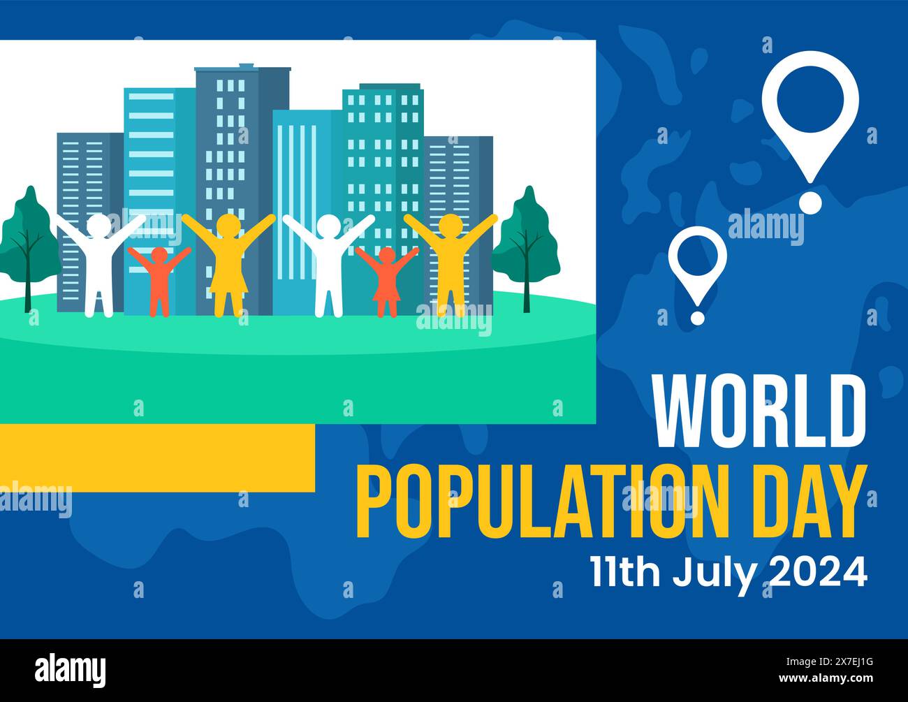 Population Day Social Media Background Flat Cartoon Hand Drawn ...