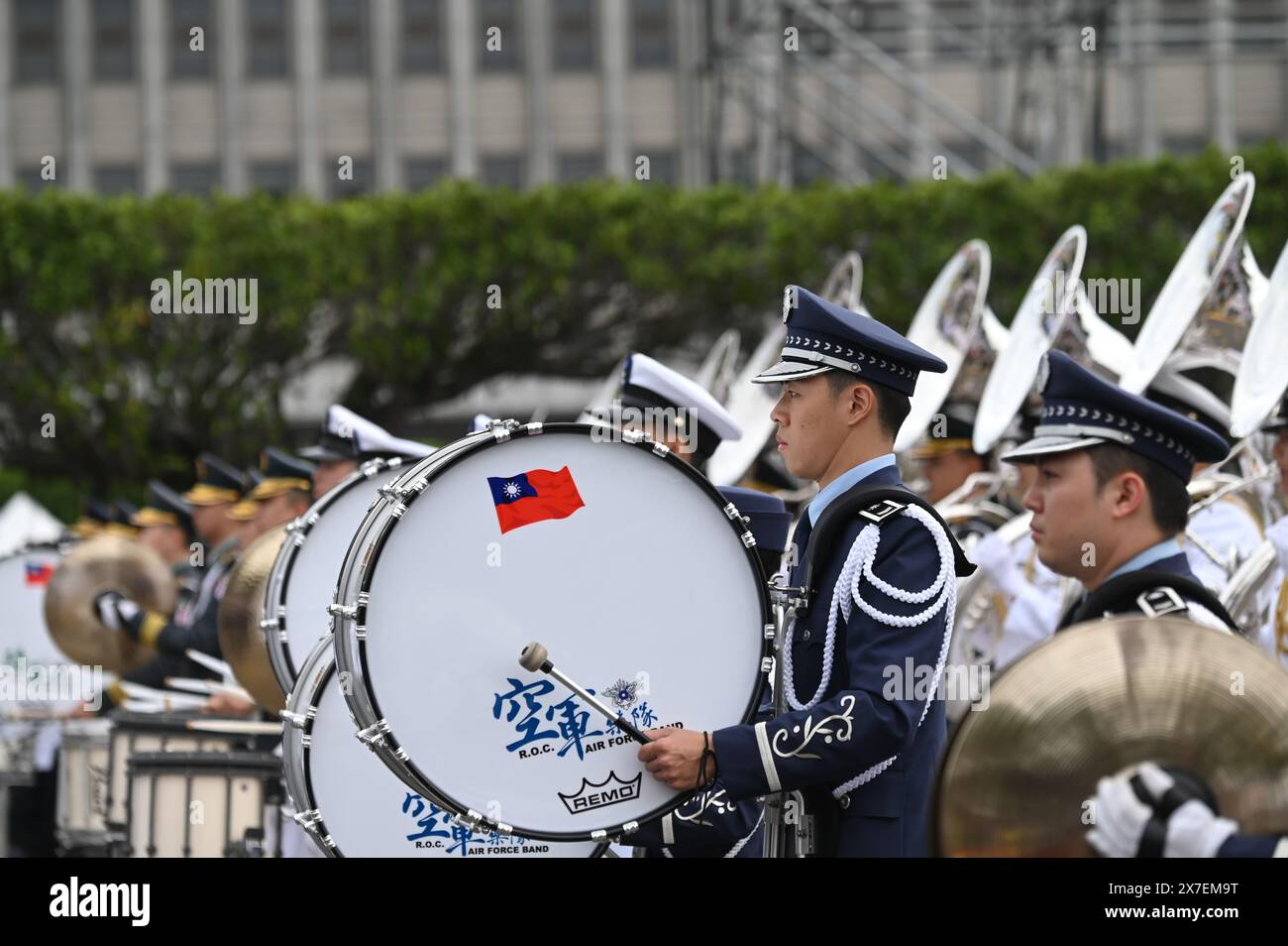 Taipeh, Taiwan. 20th May, 2024. The Taiwanese army band plays at the ...