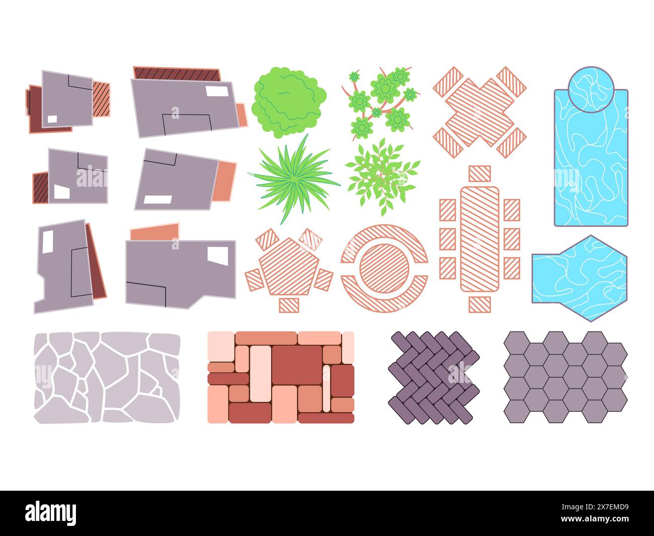 top view architectural home building plant swimming pool stone and ...