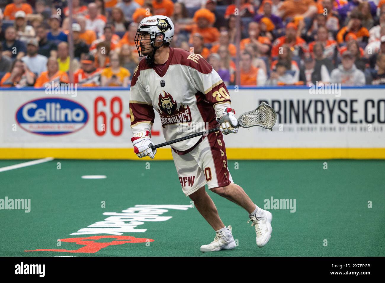 May 18th, 2024: Albany Firewolves defenseman Leo Stouros (20) runs in the third quarter against ...