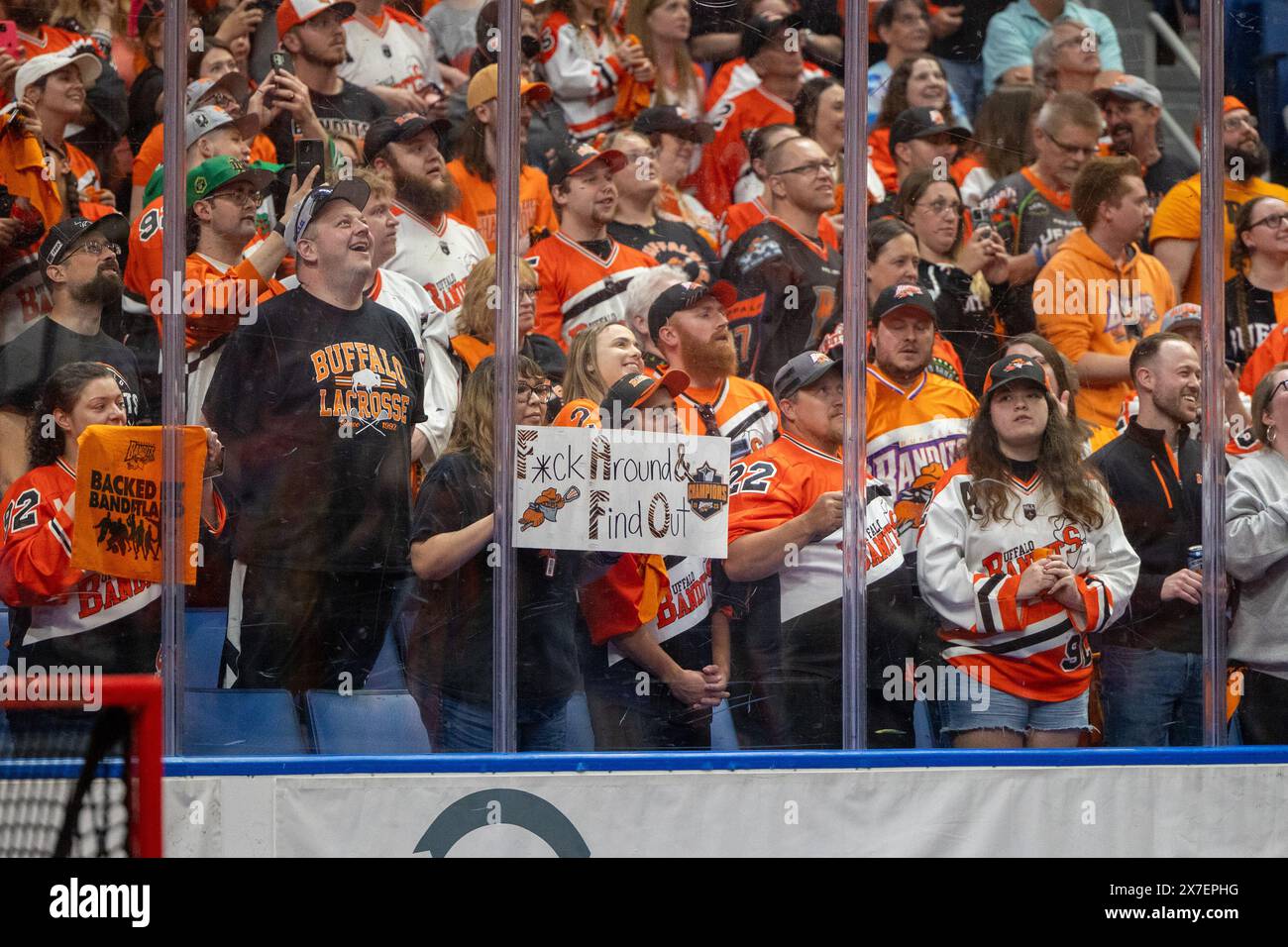 May 18th, 2024: Buffalo Bandits fans celebrate after winning the NLL Championship after ...