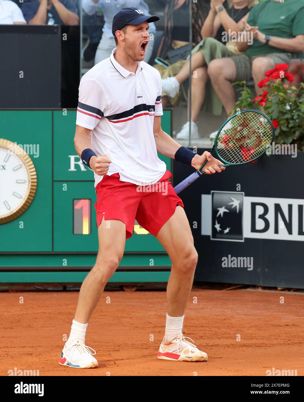 Rome, Italy. 19th May, 2024. Nicolas Jarry of Chile celebrates a point ...