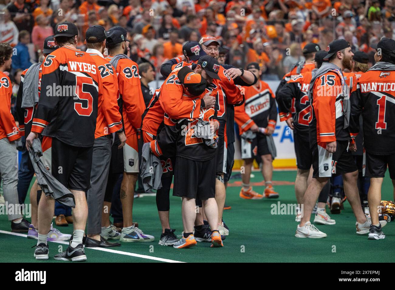 May 18th, 2024: Buffalo Bandits defenseman Steve Priolo (23) celebrates ...