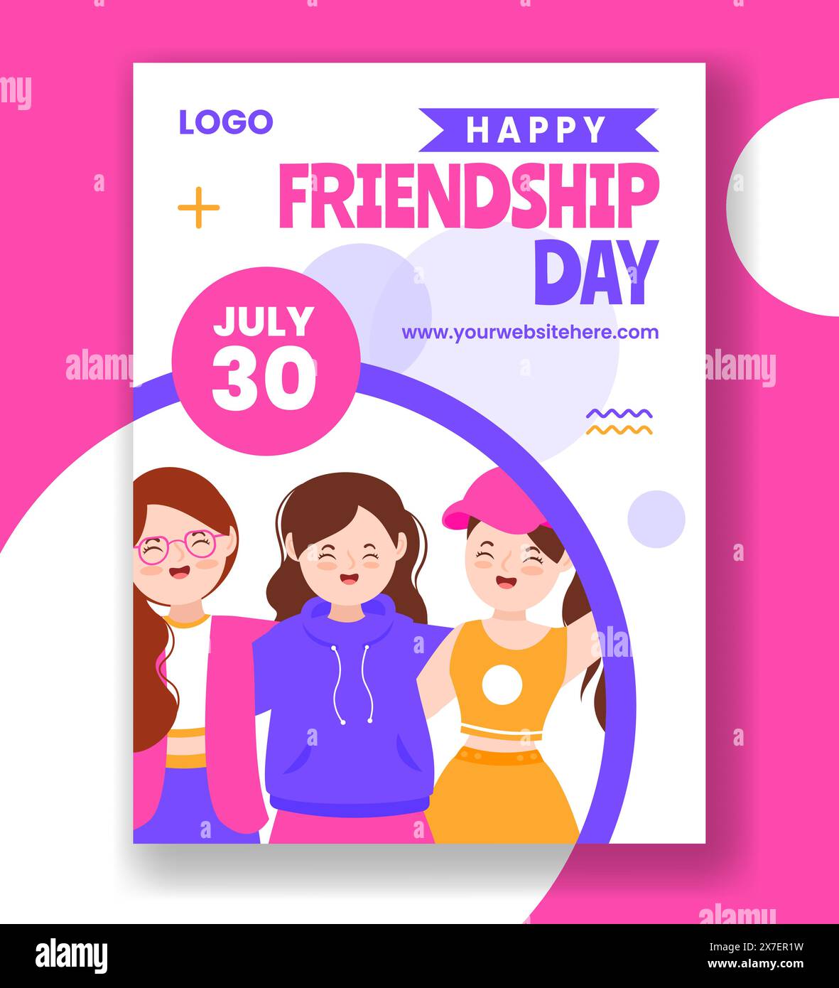 Friendship Day Vertical Poster Flat Cartoon Hand Drawn Templates ...
