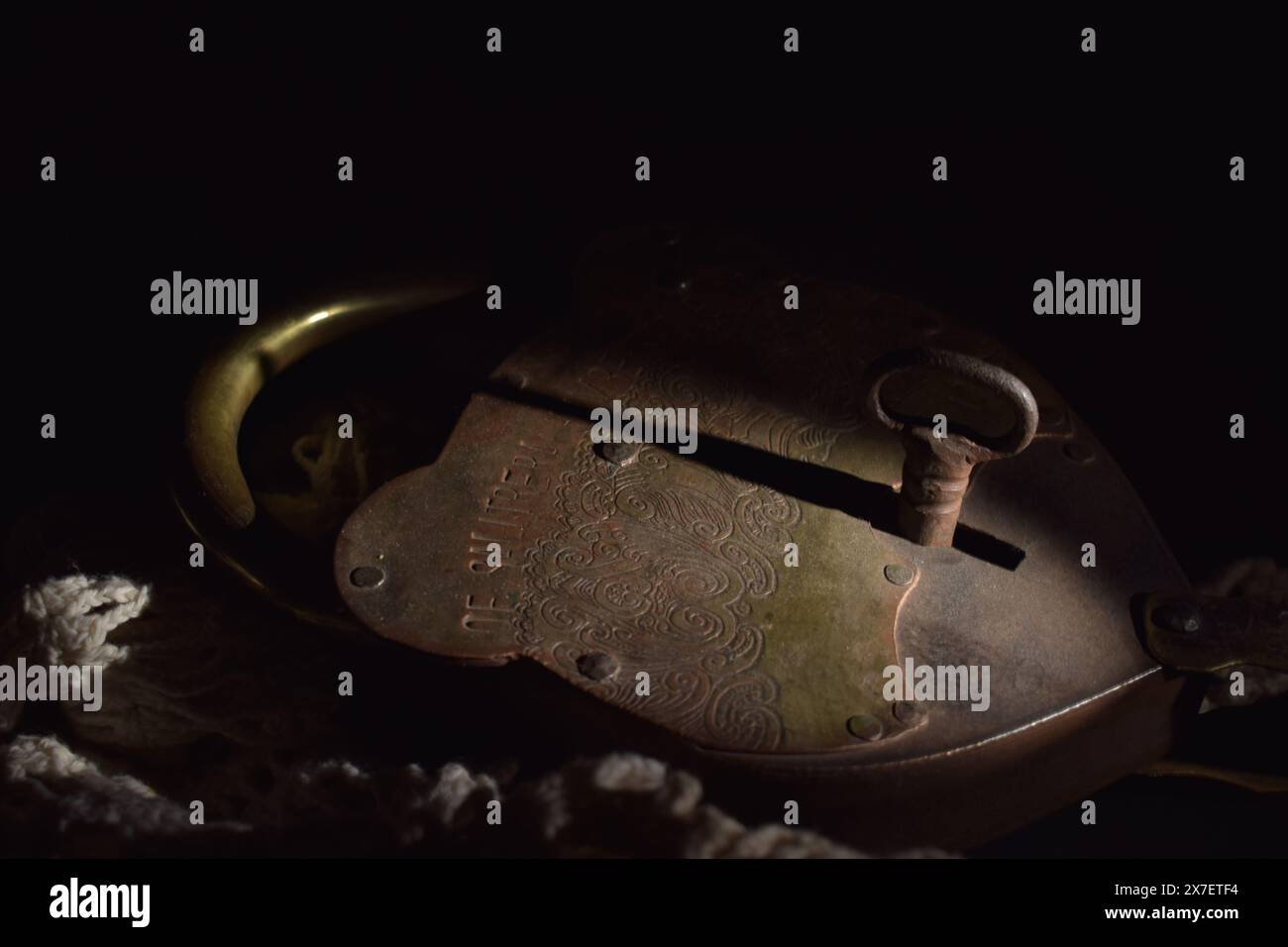 Historic Padlock of Humberstone Saltpeter works Stock Photo - Alamy