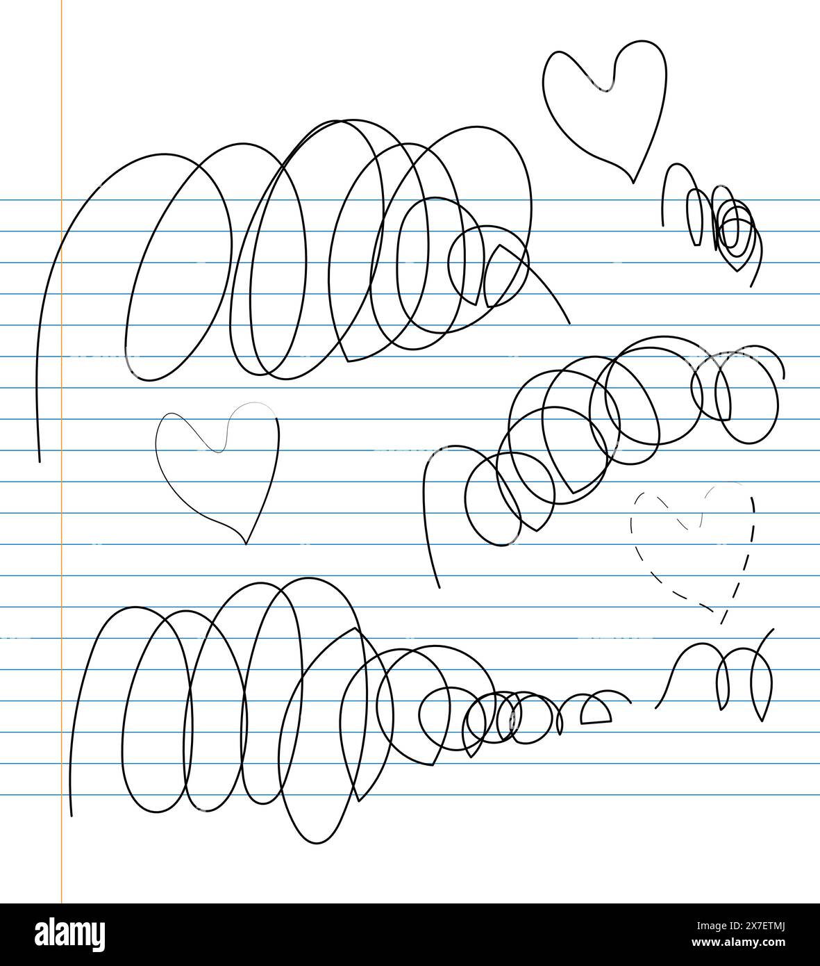 Hand drawing scribbles on lined notebook illustration Stock Vector ...