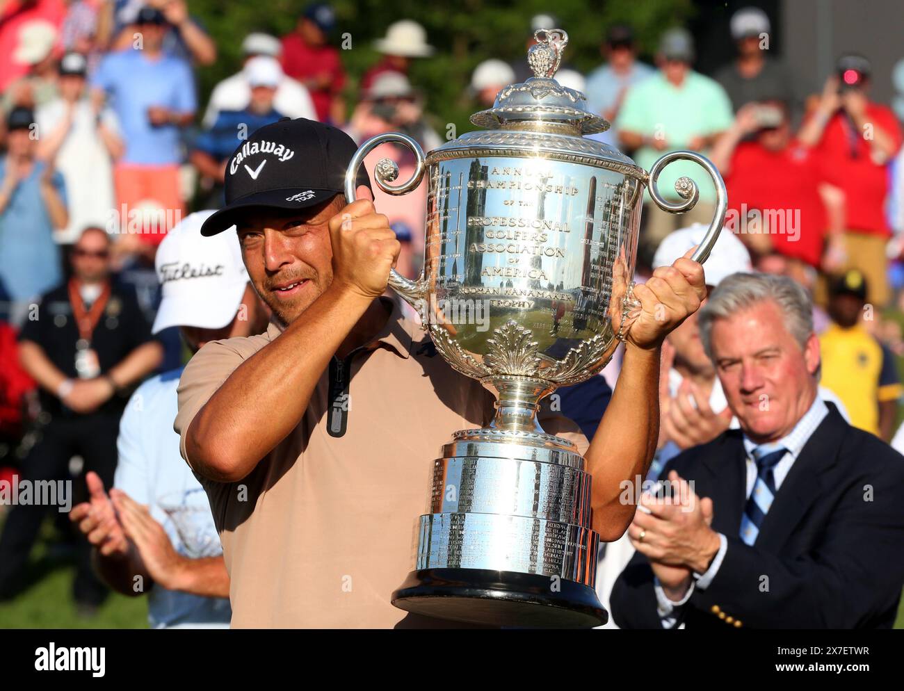 Louisville, United States. 18th May, 2024. Xander Schauffele celebrates ...
