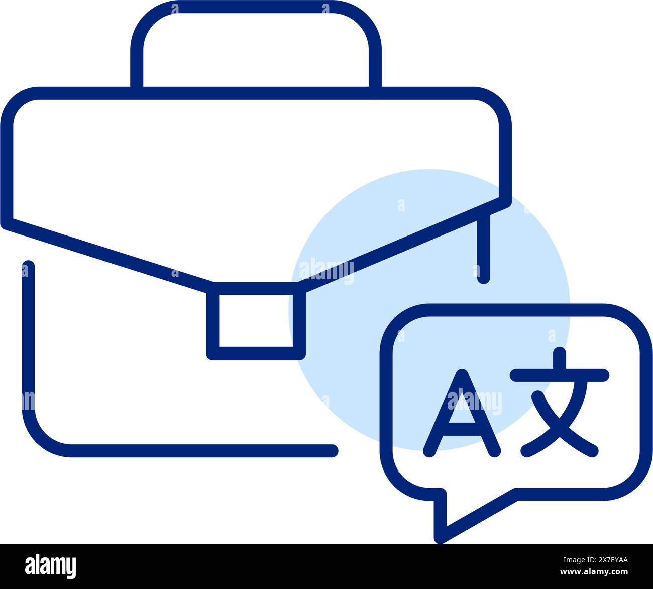 Briefcase and foreign languages speech bubble. Global business ...