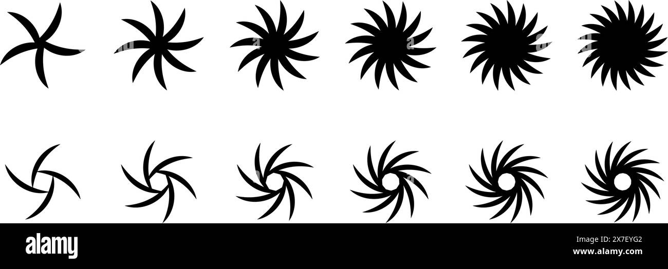 Different twist and swirl element set. Black dotted twirl and rotating ...