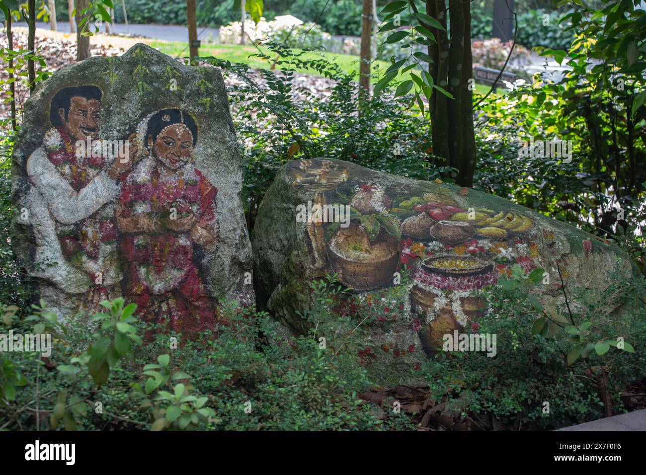 Yip Yew Chong drawing of Indian traditional symbolic marriage on rock ...
