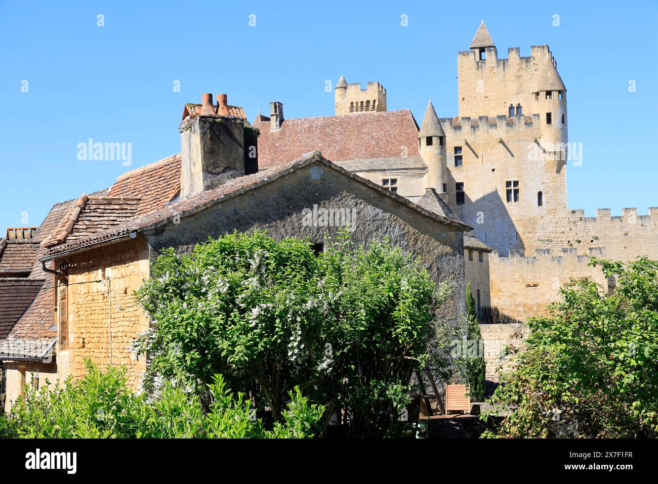 The fortified castle of Beynac in Périgord Noir in south-west France ...
