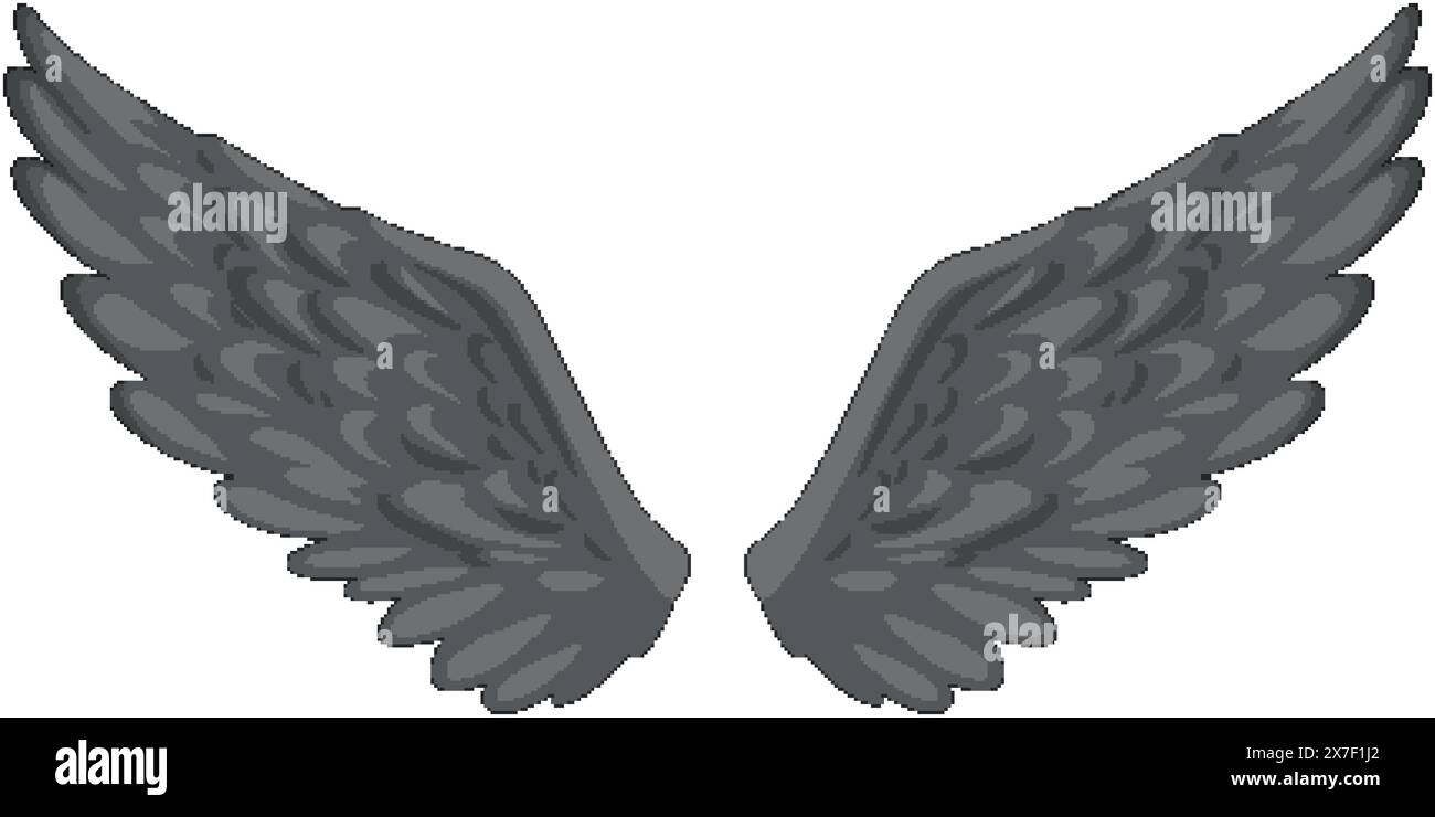 Vector illustration of symmetrical grey wings Stock Vector Image & Art ...