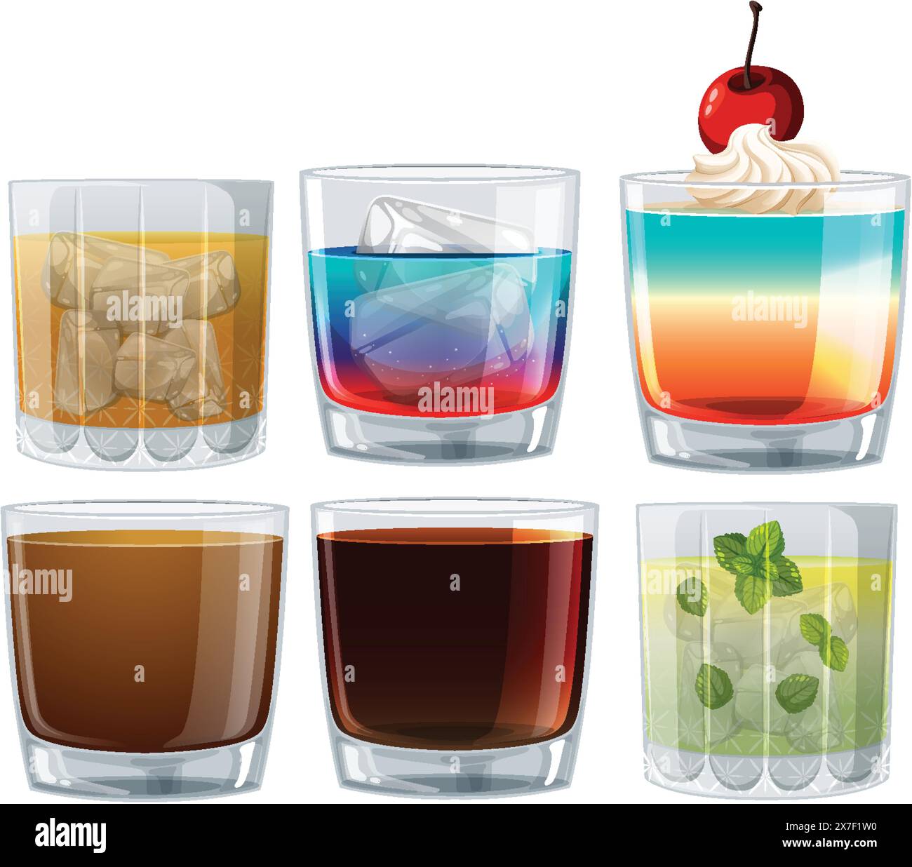 Glasses different alcoholic drinks Stock Vector Images - Alamy