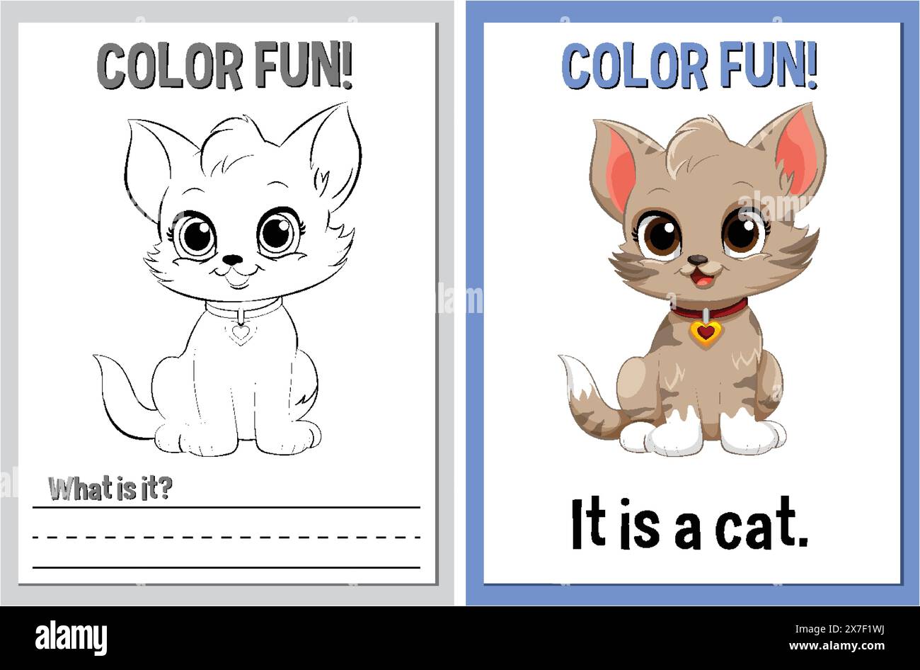 Coloring and learning activity with cute cat Stock Vector Image & Art ...