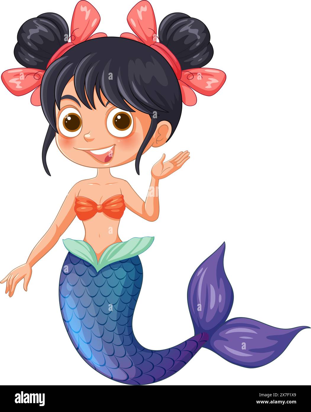 Vector illustration of a friendly young mermaid Stock Vector Image ...