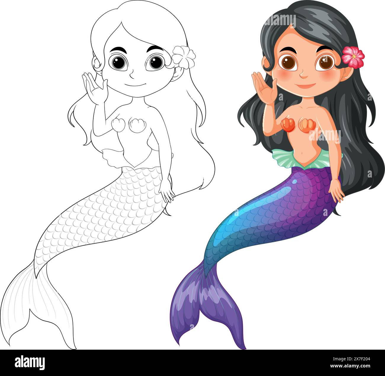 Playful mermaid drawing hi-res stock photography and images - Alamy