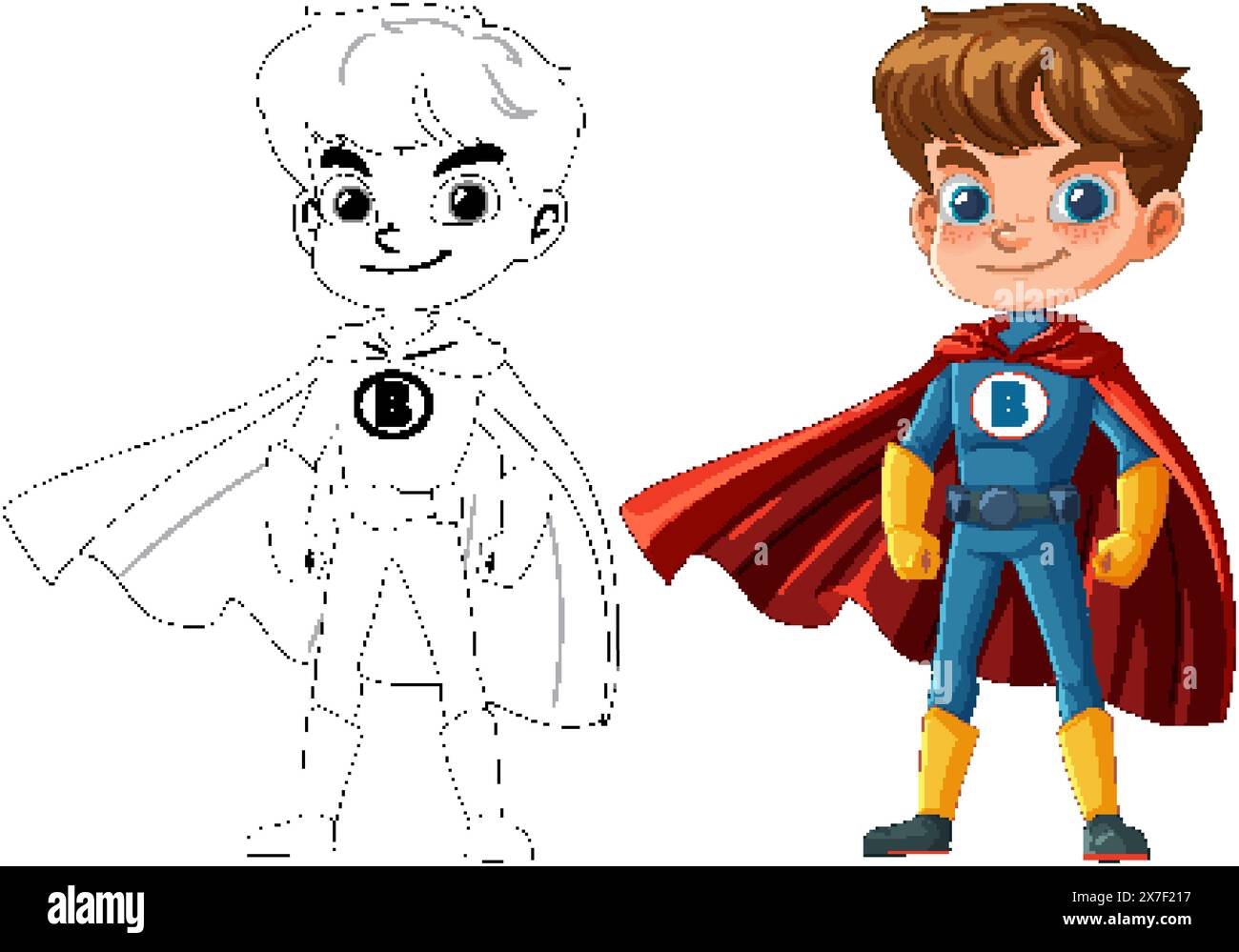 Colorful and sketched superhero boy illustrations Stock Vector Image ...