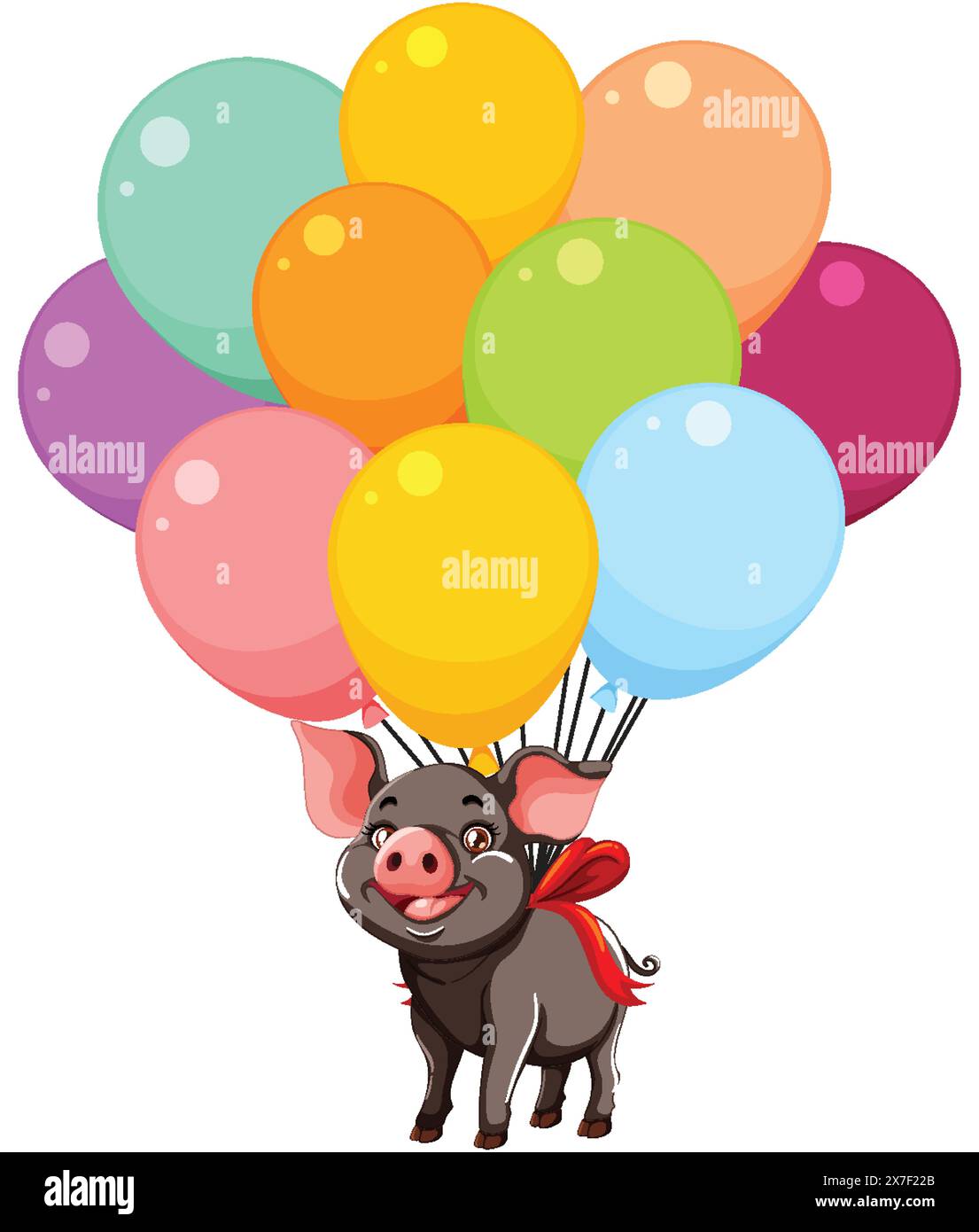 Happy pig holding vibrant balloons Stock Vector Image & Art - Alamy