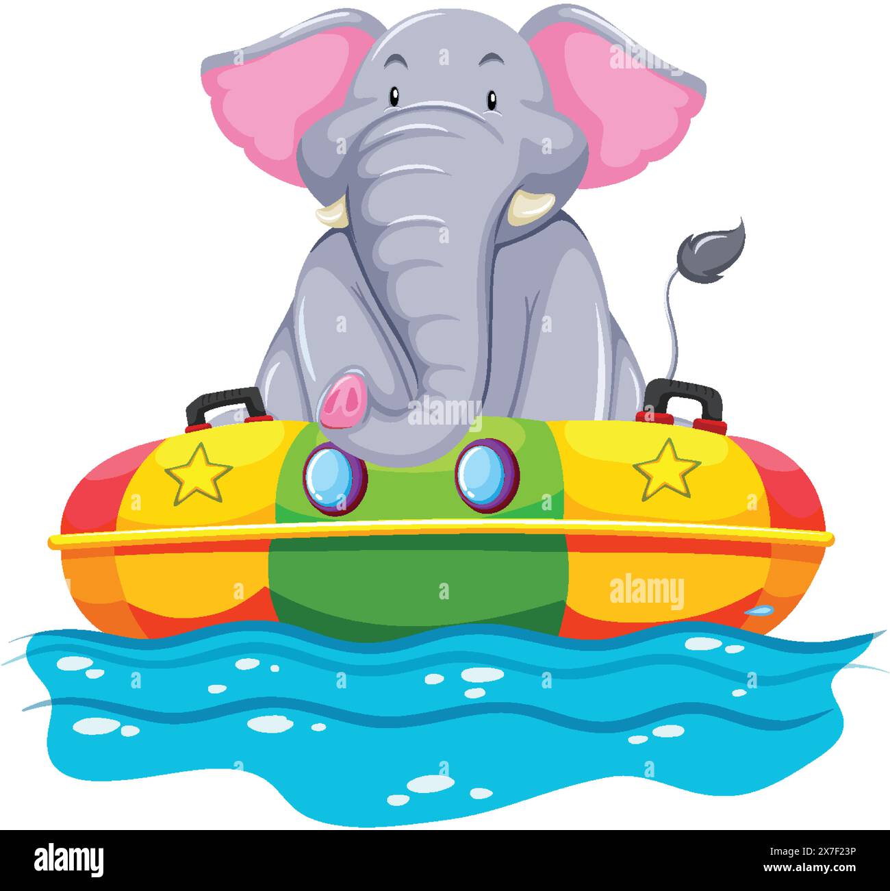 Cartoon elephant on a colorful inflatable boat Stock Vector Image & Art ...