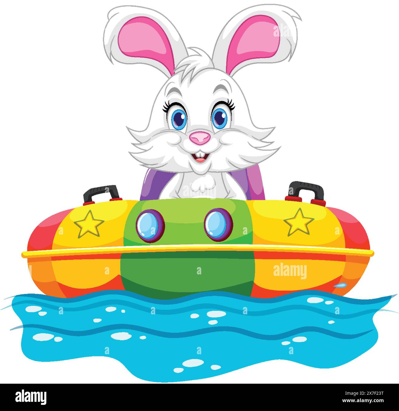 Cartoon rabbit enjoying a ride on a vibrant boat Stock Vector Image ...
