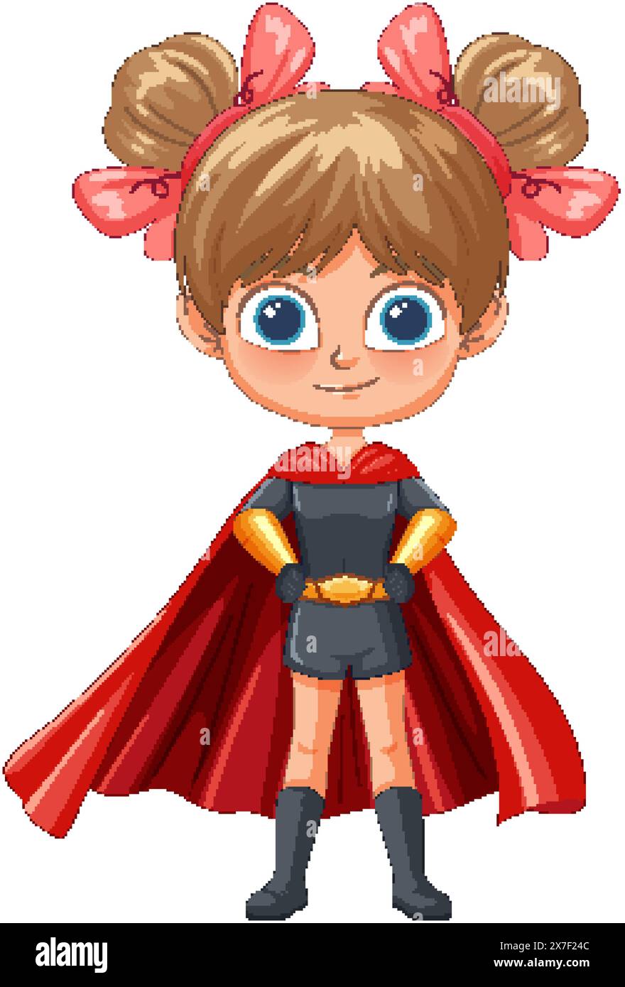 Cartoon of a young girl dressed as a superhero Stock Vector Image & Art ...