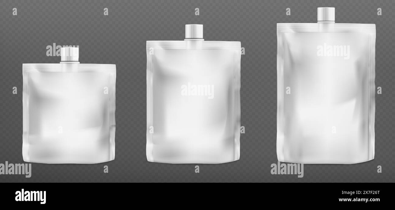 Doypack or pouch bag mockup. Plastic pack with cap mock up. 3d white ...