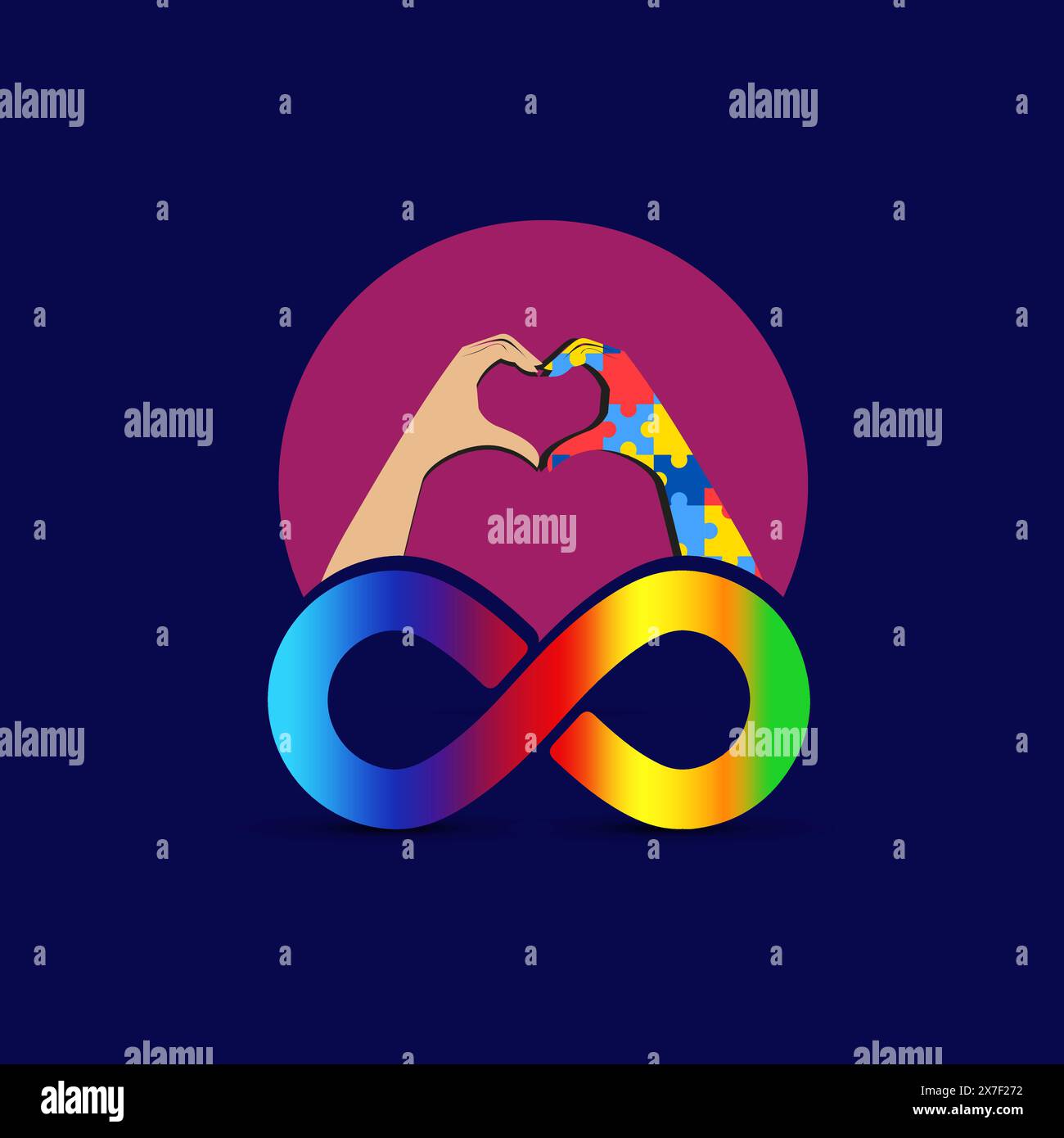 Autistic rainbow eight infinity symbol icon vector. World autism ...
