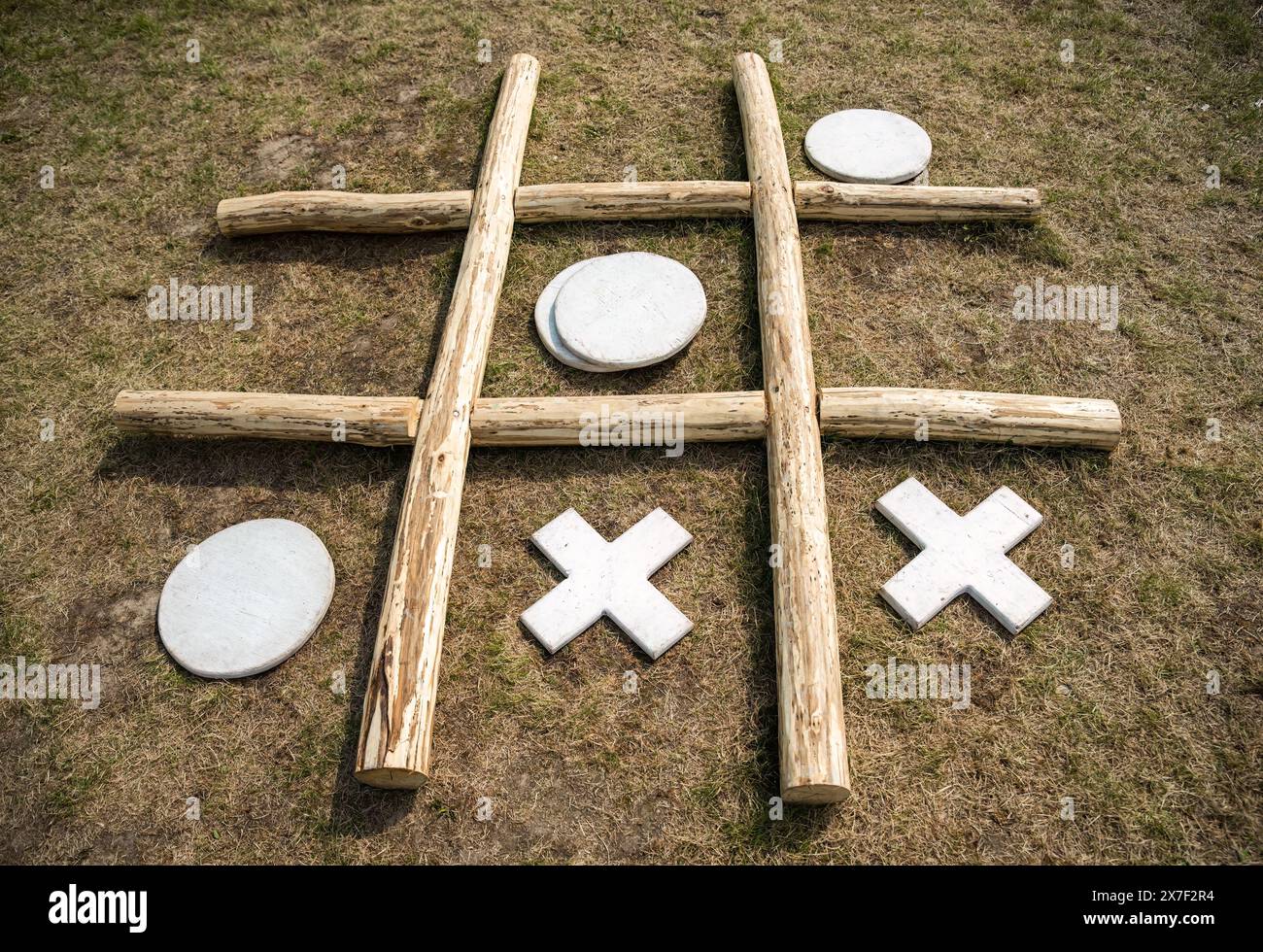 Lawn game and sign giant Tic Tac Toe for outdoor or wedding fun Stock ...