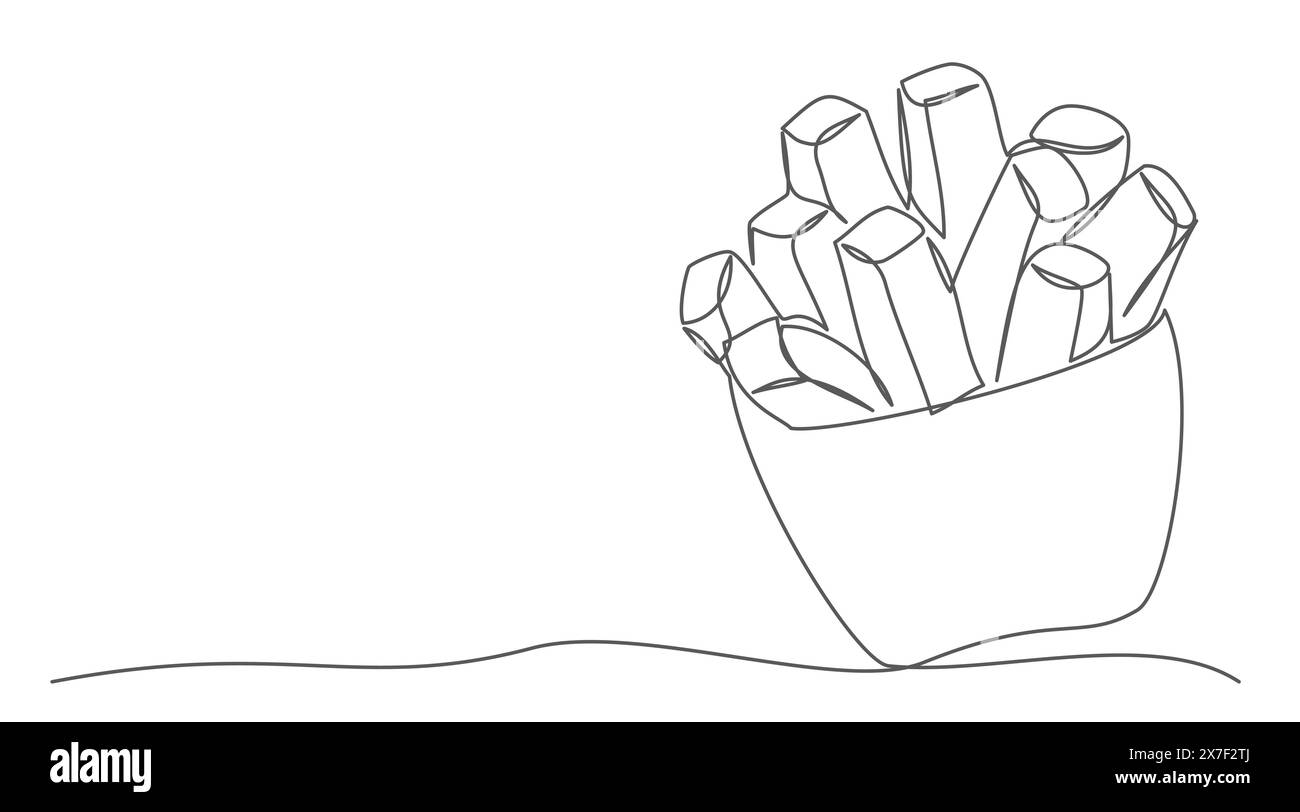 French fries One line drawing on white background Stock Vector Image ...