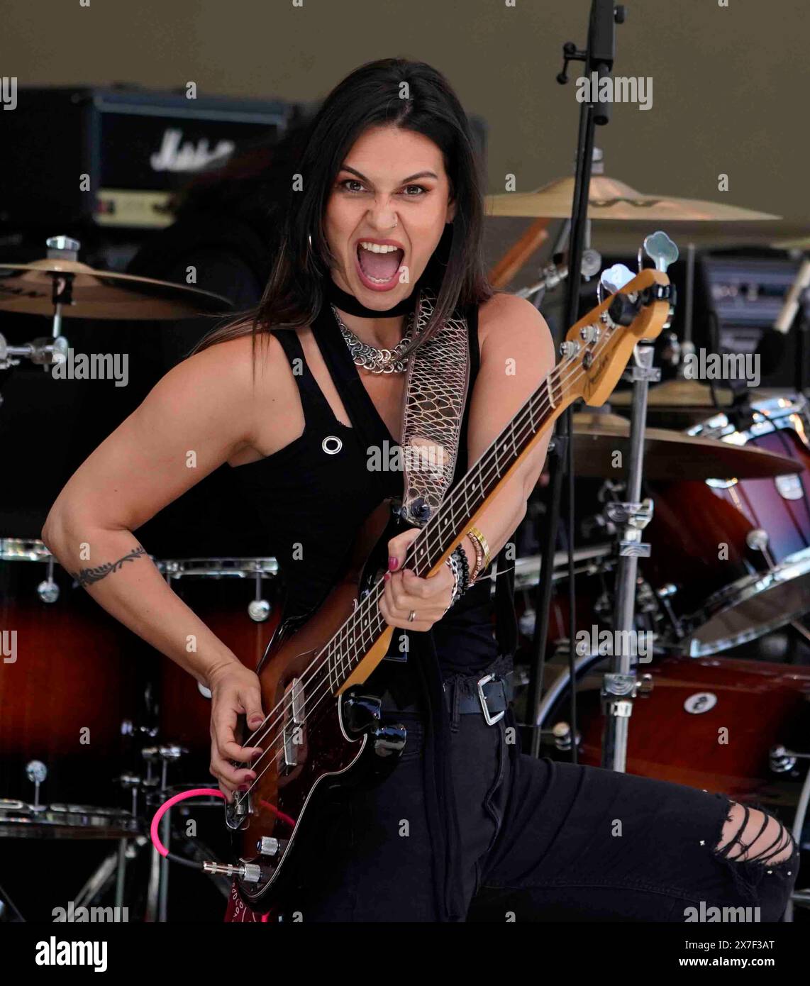 May 19, 2024: Musician - Julia Lage, bassist for Vixen, on stage at ...