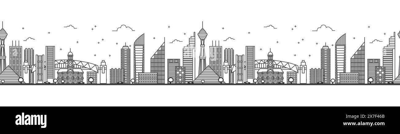 Seamless pattern with outline Sydney Australia City Skyline. Modern ...