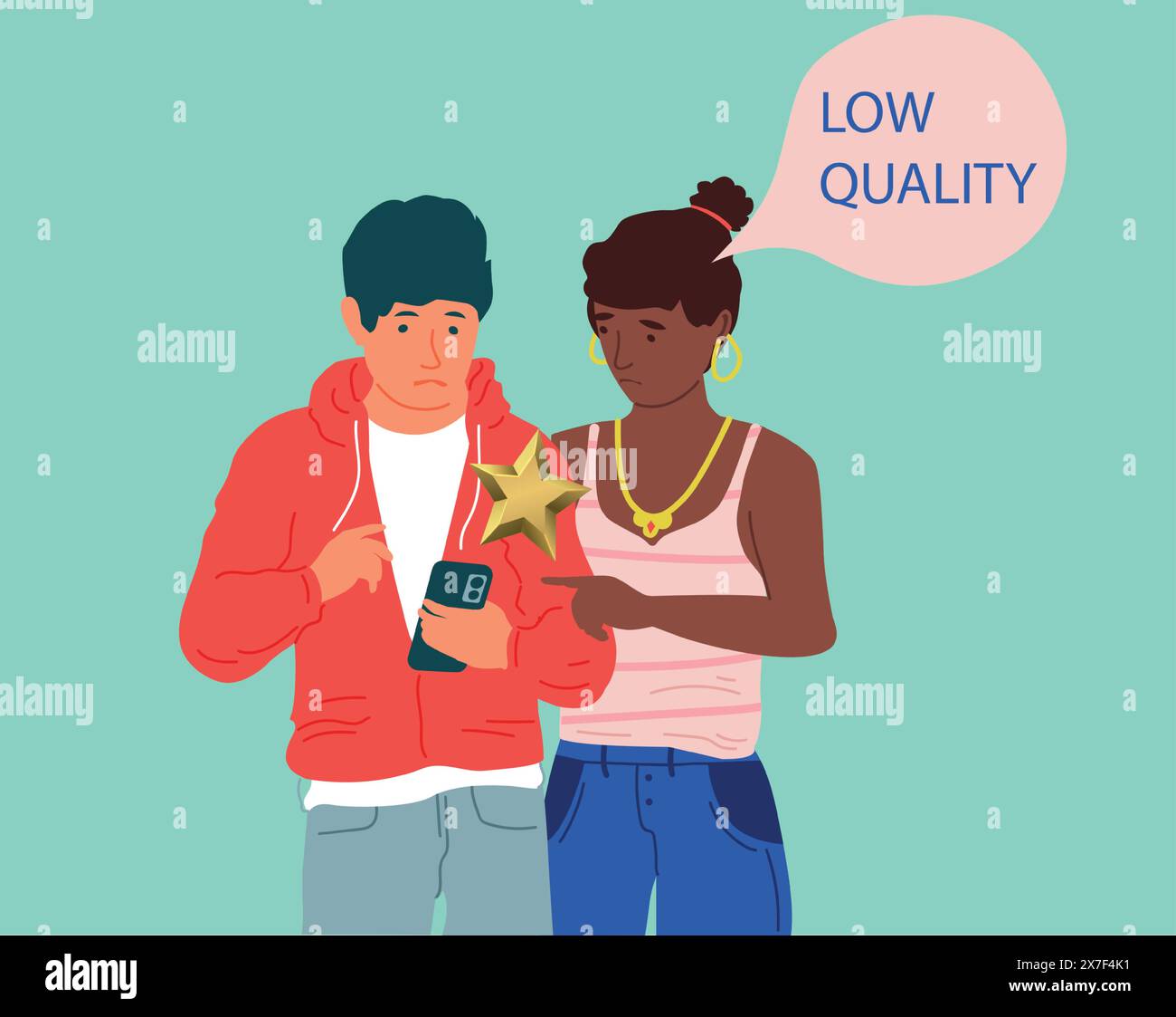 Golden award stars. Bad quality. Customer review and feedback signs ...