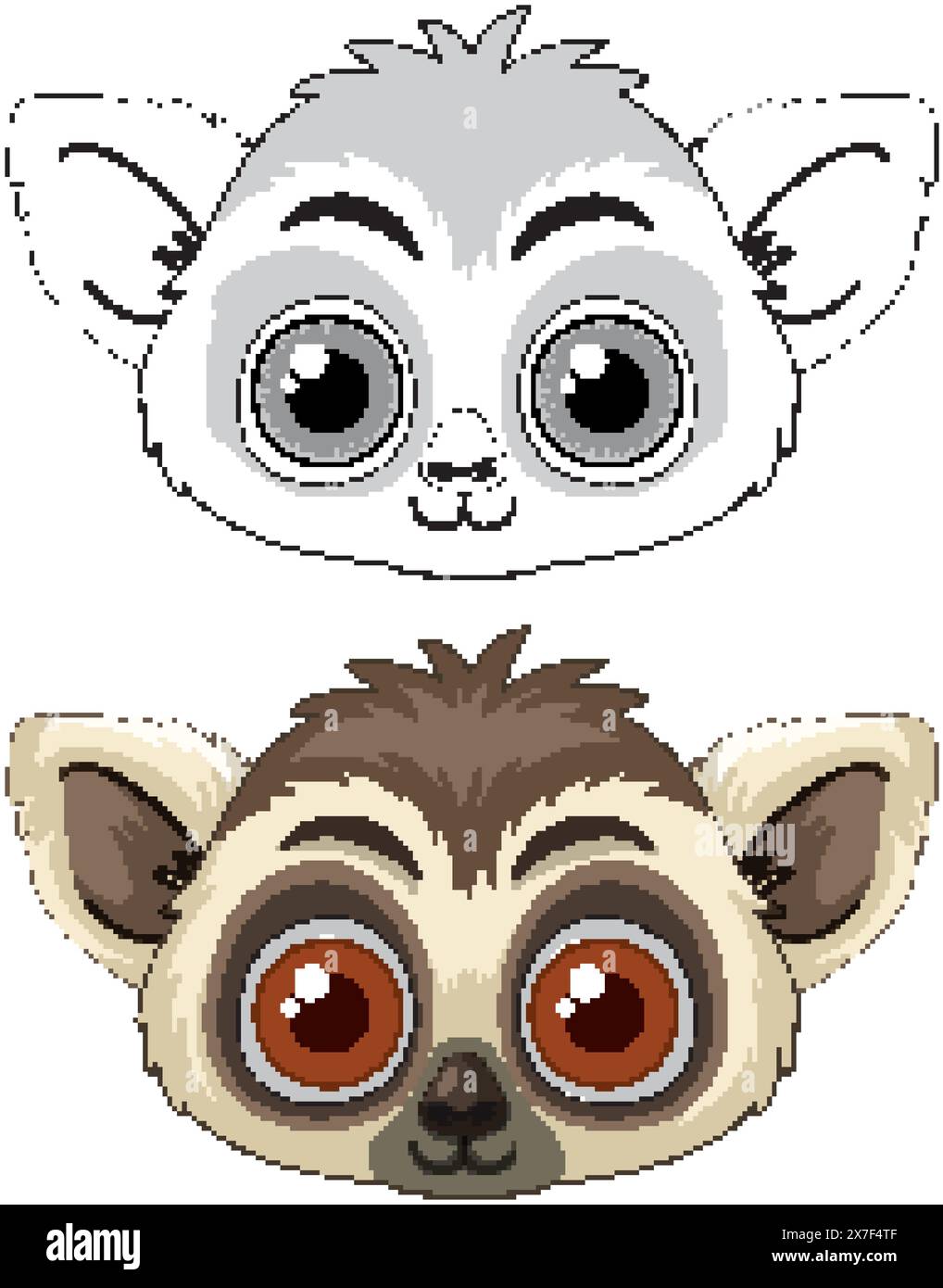 Two adorable lemur faces with big eyes Stock Vector Image & Art - Alamy