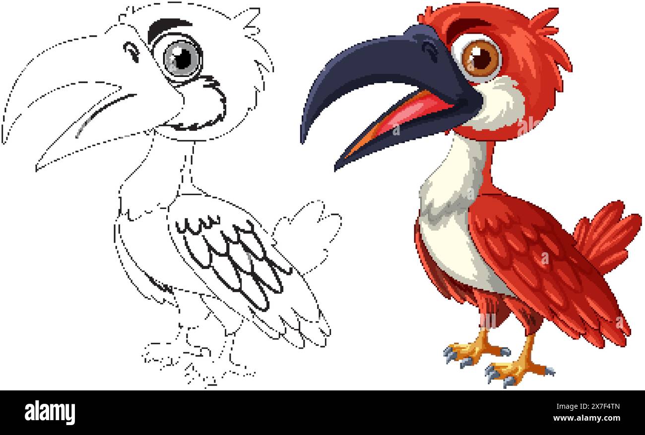 Vector illustration of a bird in color and outline Stock Vector Image ...