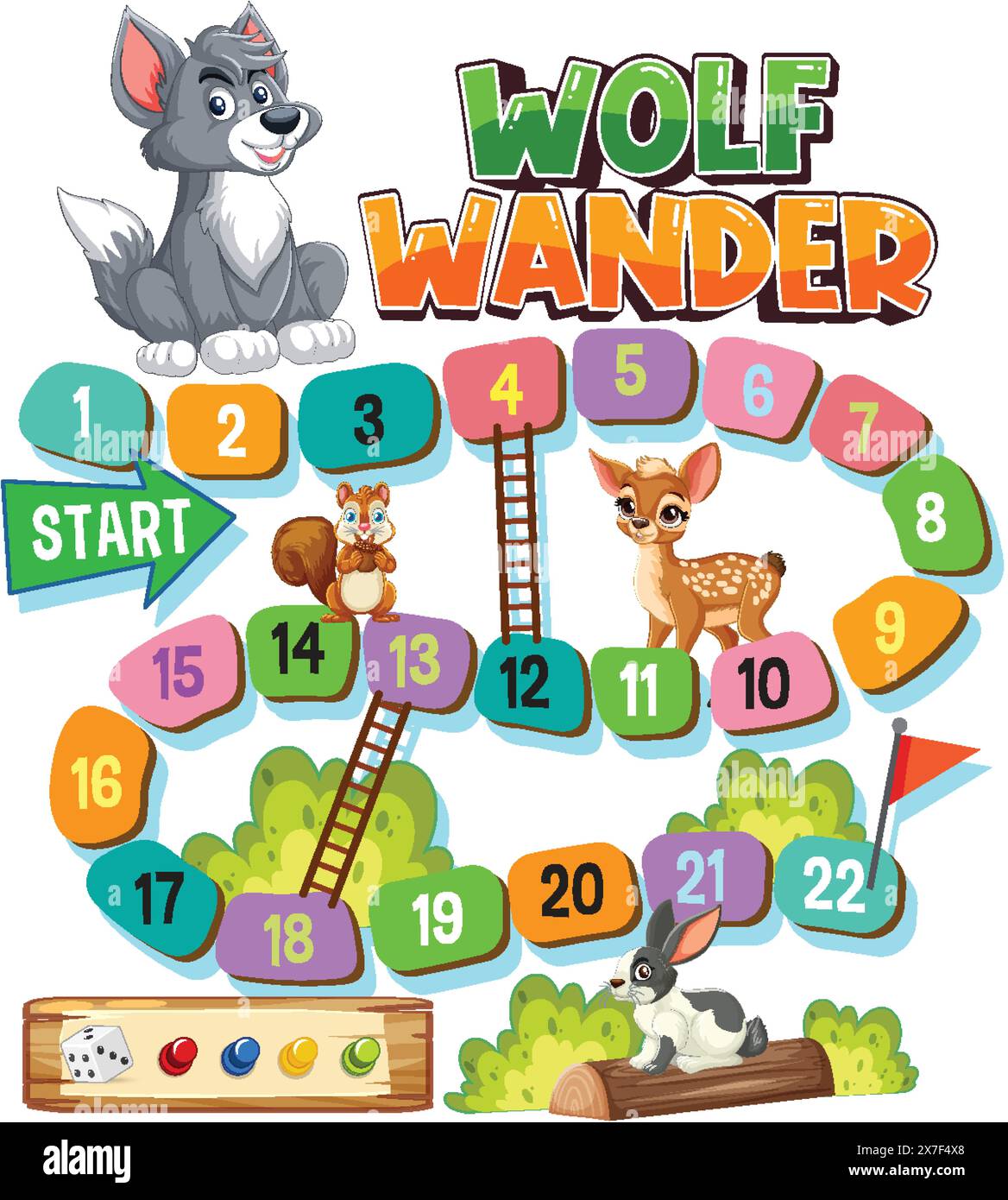 Colorful board game with animals and ladders Stock Vector Image & Art ...