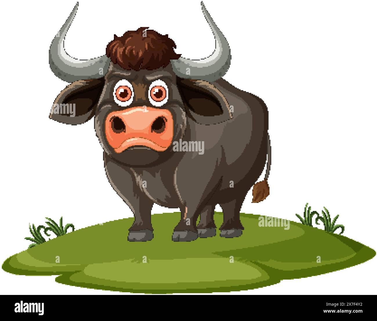 Cute buffalo standing on green grass Stock Vector Image & Art - Alamy
