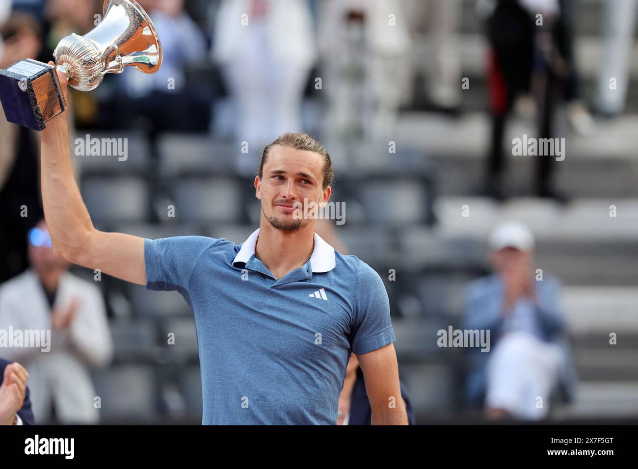 Rome, Italy 19.05.2024: ALEXANDER ZVEREV during the trophy ceremony after defeating NICOLAS ...