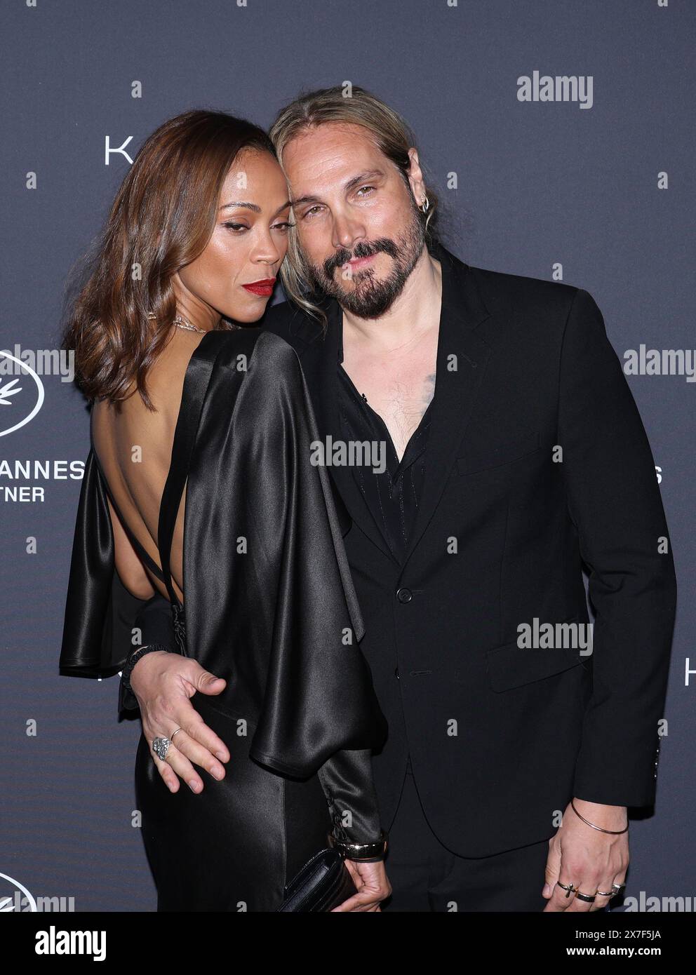 Cannes, France. 19th May, 2024. Zoe Saldana and Marco Perego attend the ...