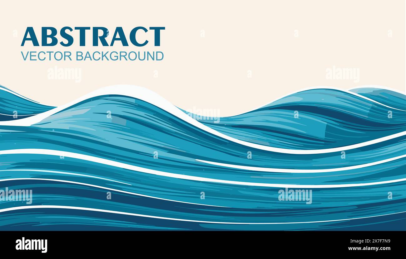 Abstract horizontal background with blue waves in retro style. Trendy ...