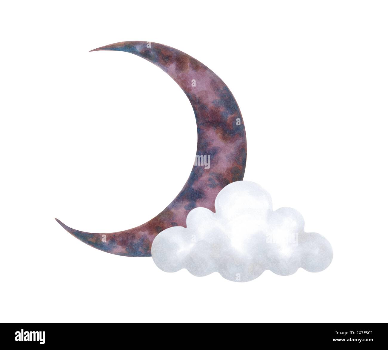 Clipart of the celestial element of a crescent moon with a cloud ...