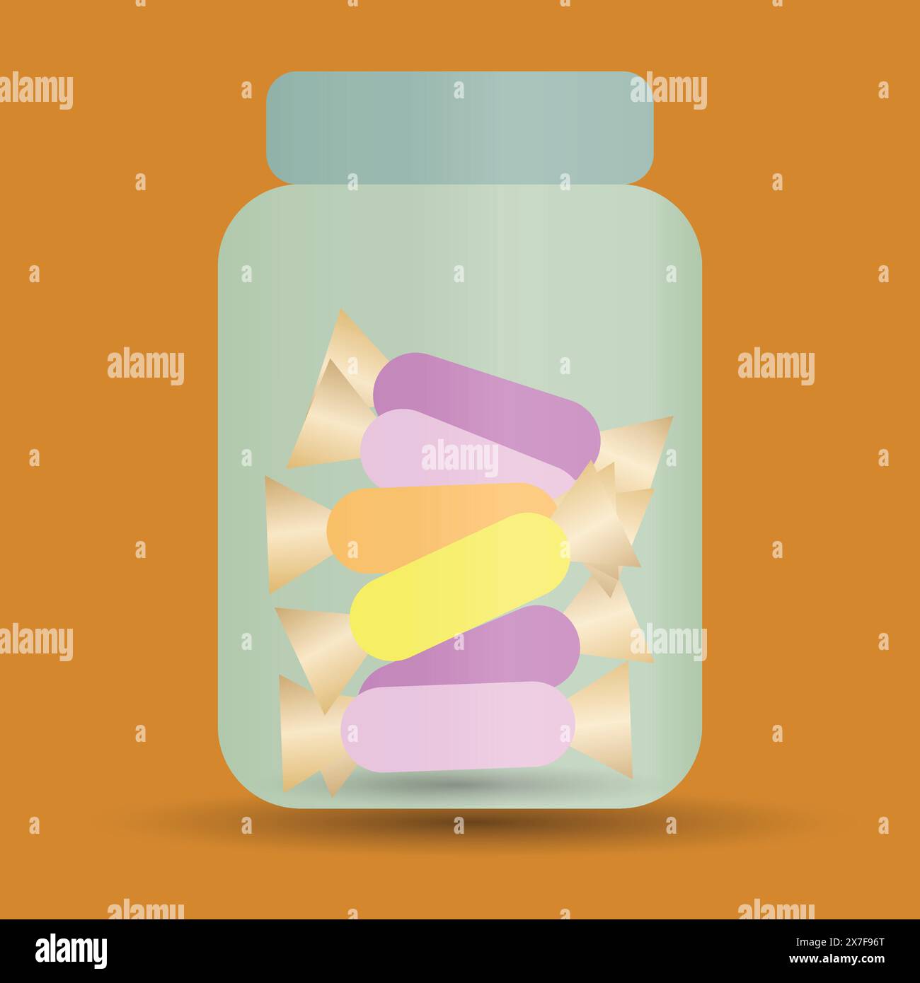 Jar with different colorful wrapped candies inside Stock Vector Image ...
