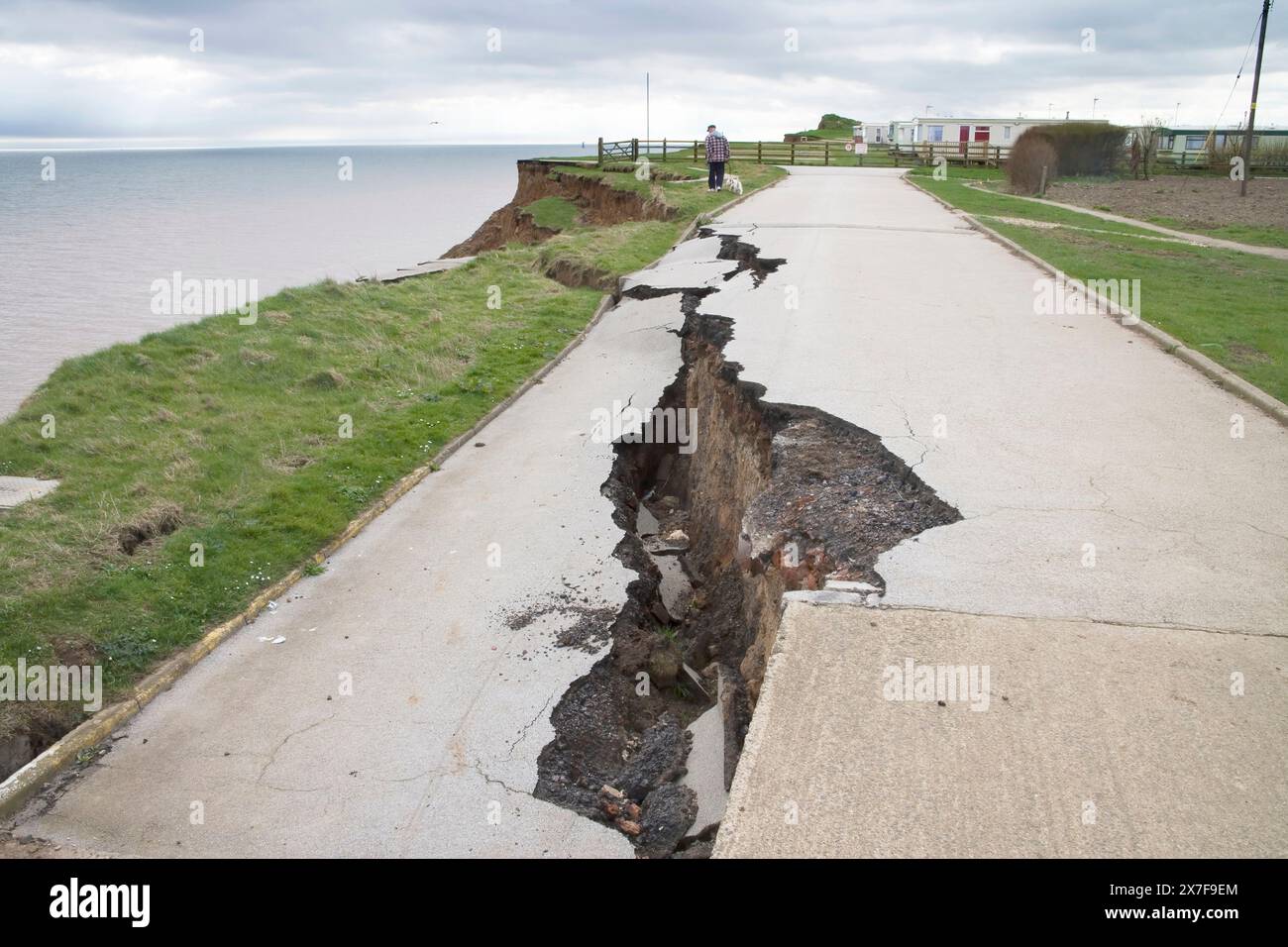 major coastal erosion and collapsed roads on the yorkshire coast at ...