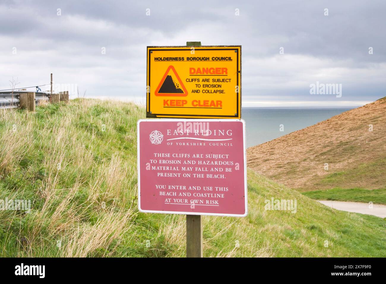 ministry of defence warning signs for a unsafe beach at mappleton on ...