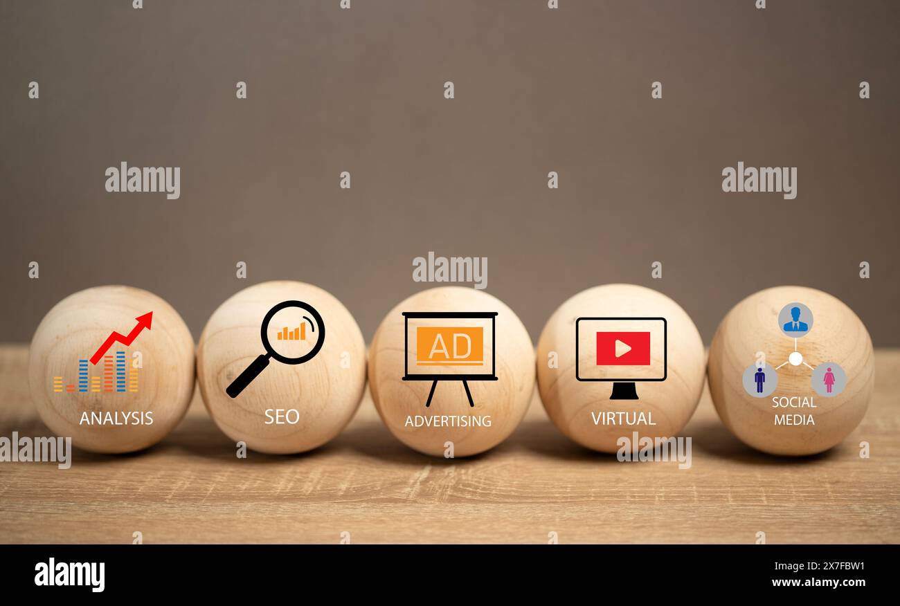 digital marketing strategy icon on table. the plan for business plan to ...