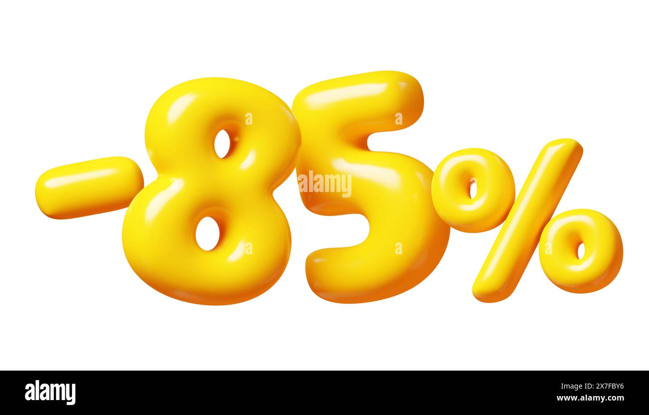 Balloon number minus eighty five percent sign for sale concept. 3d ...