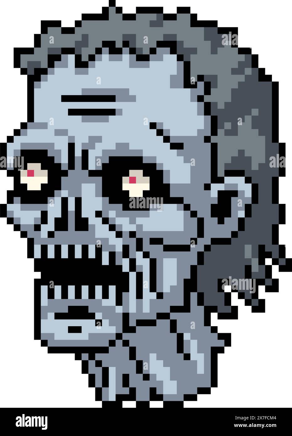 pixel art of rot zombie head isolated background Stock Vector Image ...