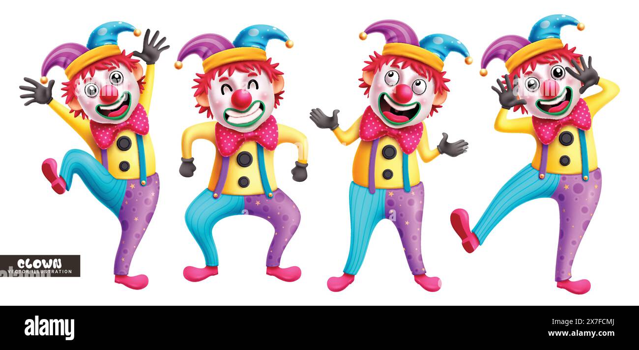 Clown birthday characters vector set design. Birthday clown, buffoon ...