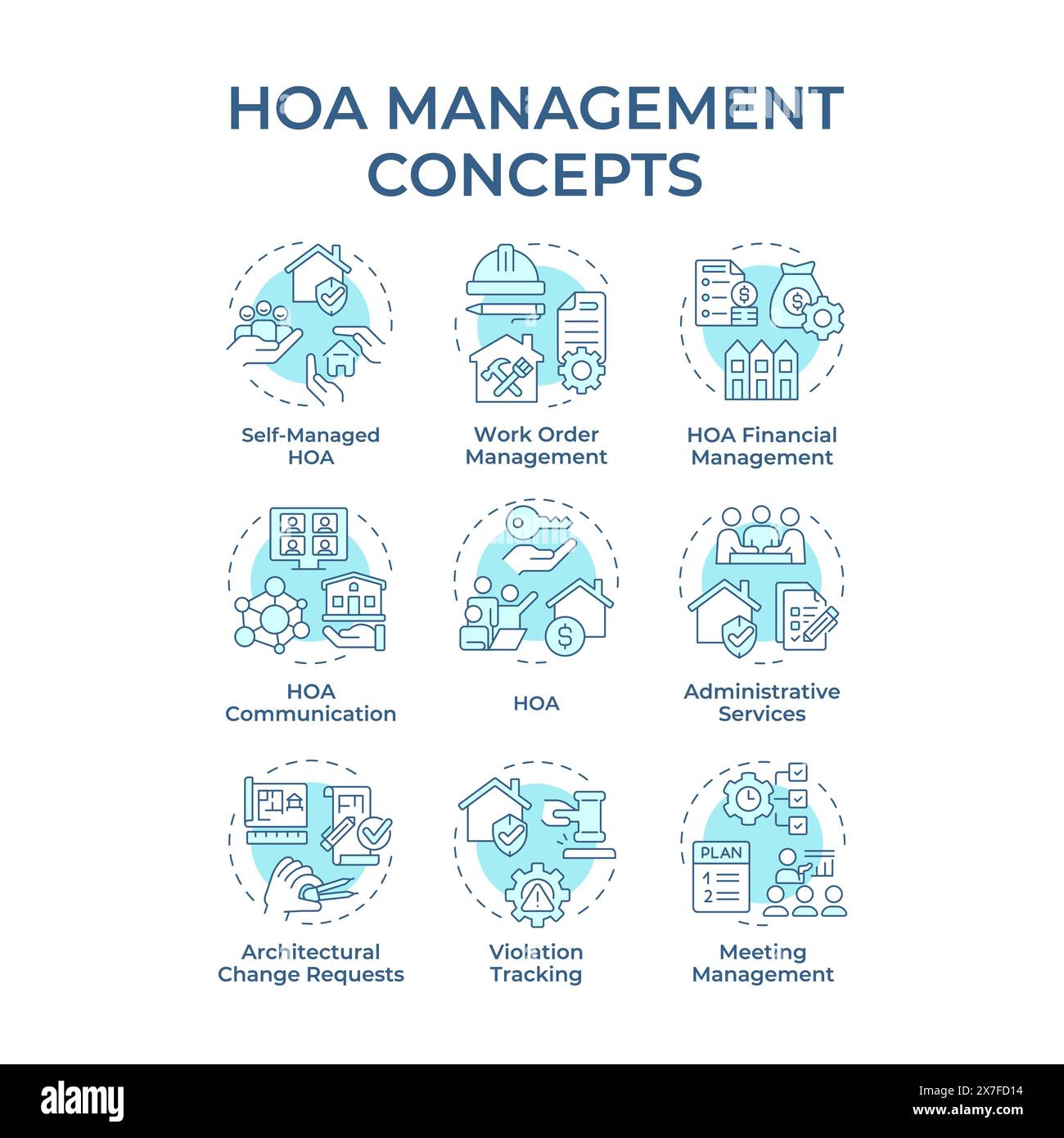 HOA management soft blue concept icons Stock Vector Image & Art - Alamy