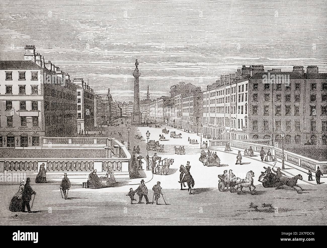 View of Carlisle Bridge and Sackville Street, Dublin, Ireland, 19th ...