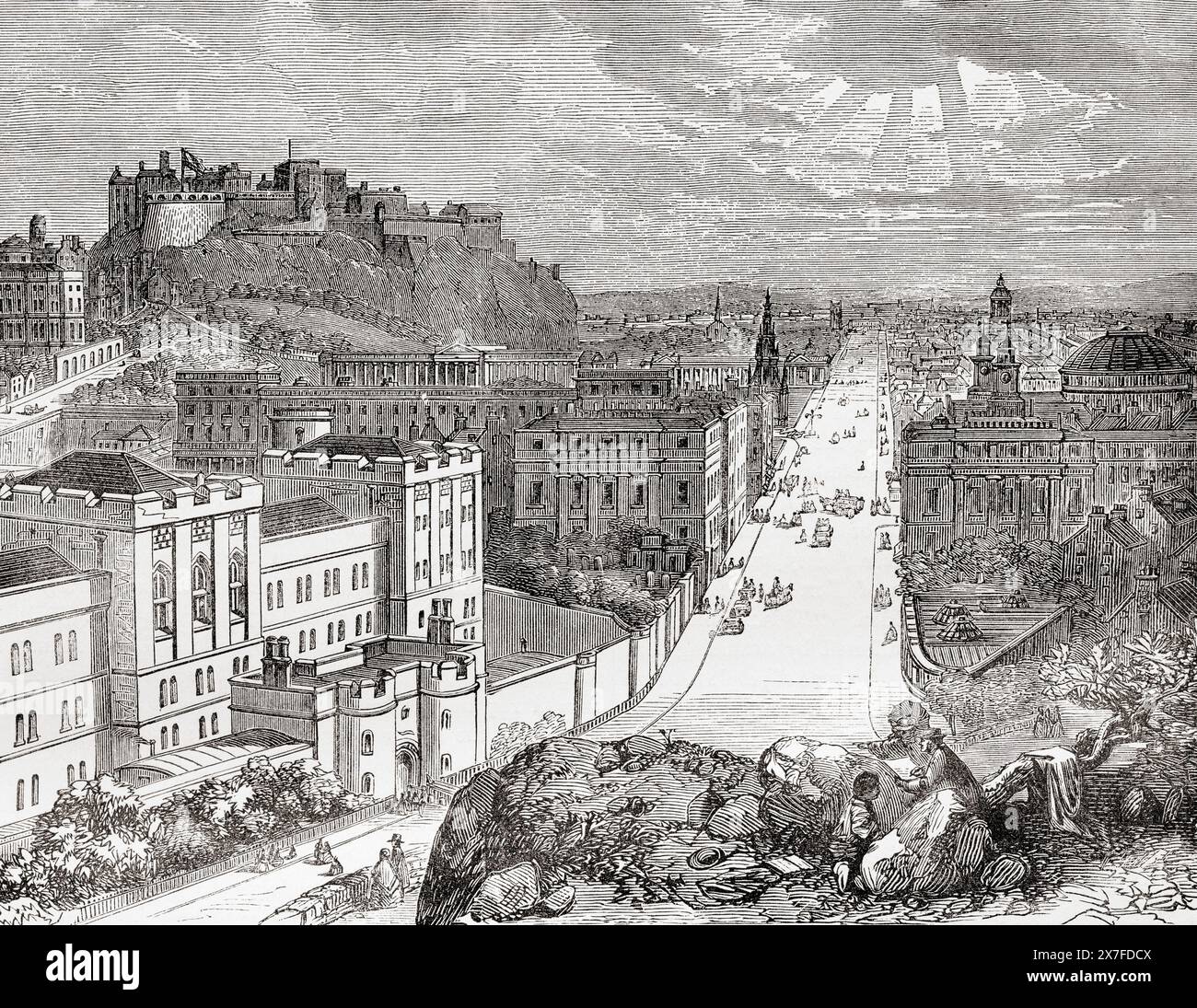 View of Edinburgh, Scotland, 19th century. From Cassell's Illustrated ...